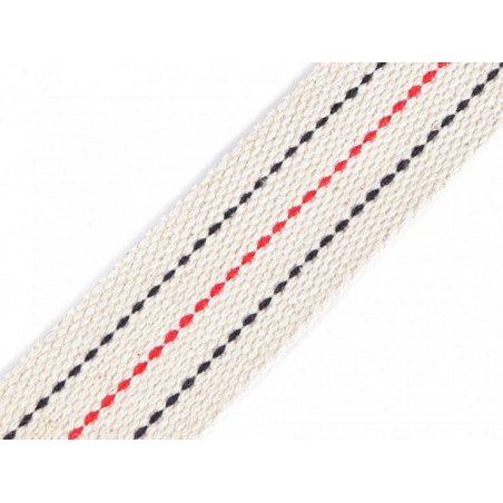 SANGLE COTON BLANC CASSE 3 SURPIQURES 28mm